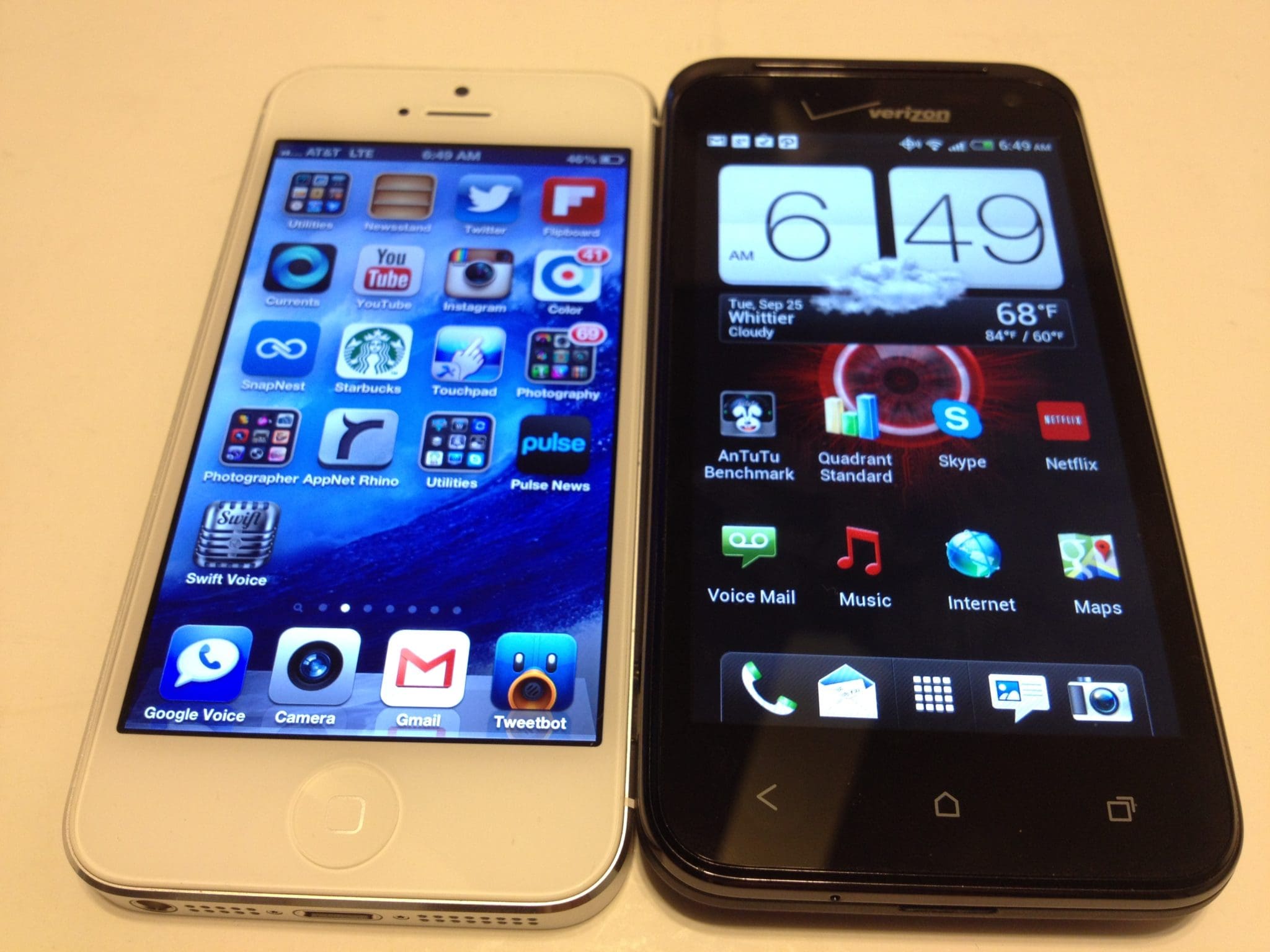 iPhone 5 vs. HTC Droid Incredible 4G LTE Review #Attmobilereview